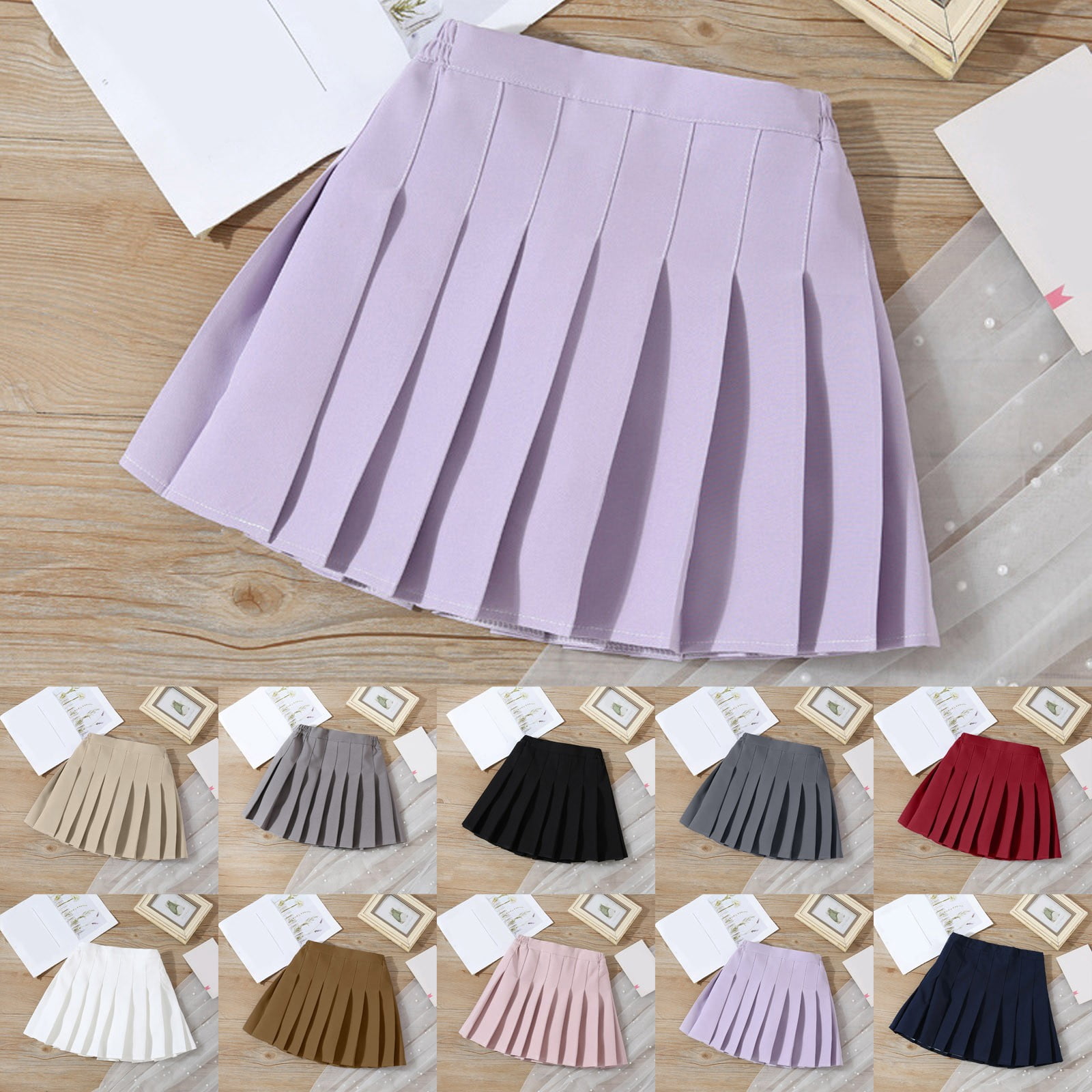 School Uniform Skirts Girls Pleated Tennis Skirts High Waist Slim A ...