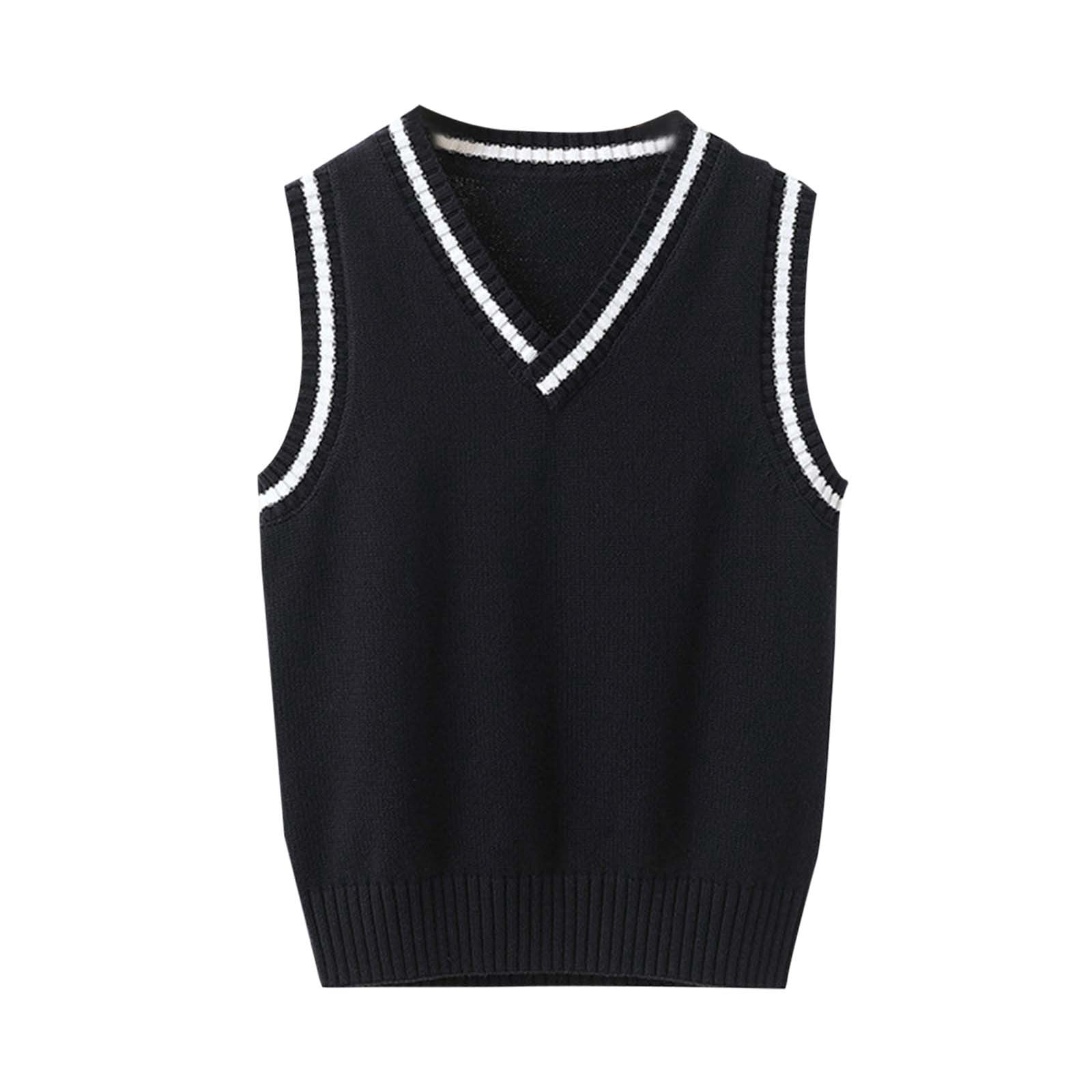 School Uniform for Boys Girls Soft Cotton Knit Sweater Vest V Neck ...