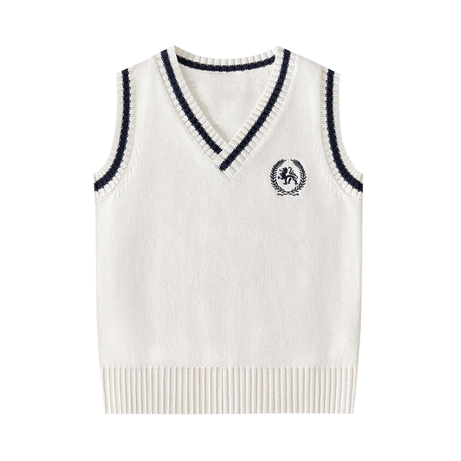 School Uniform for Boys Girls Soft Cotton Knit Sweater Vest V Neck ...