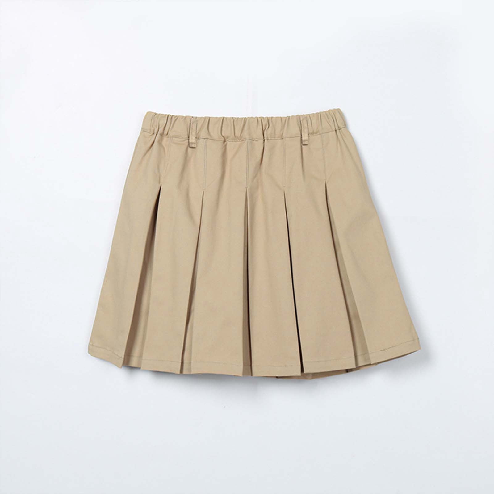 School Uniform for Girls Pleated Pull-on Beige Pleated Skirt High Waist ...