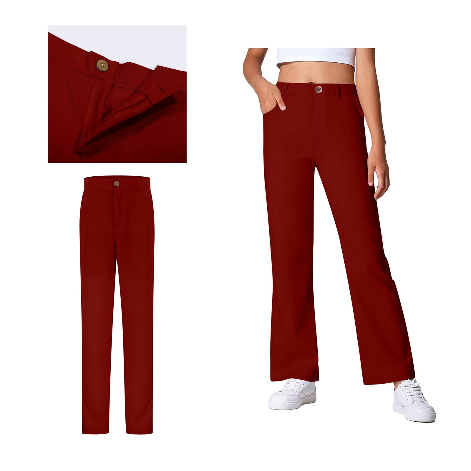 School Uniforms for Boys and Girls Straight Pants with Pockets Zipper ...
