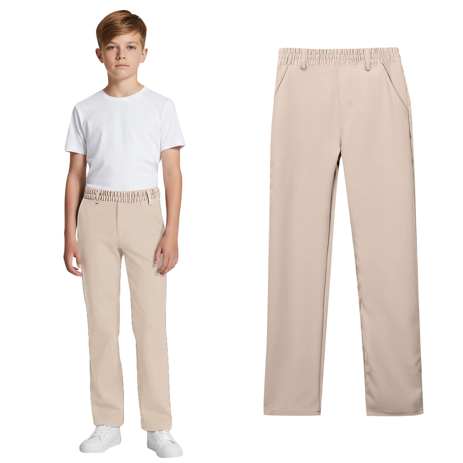 School Uniforms for Boys Pull On Chino Pants with Pockets Straight ...