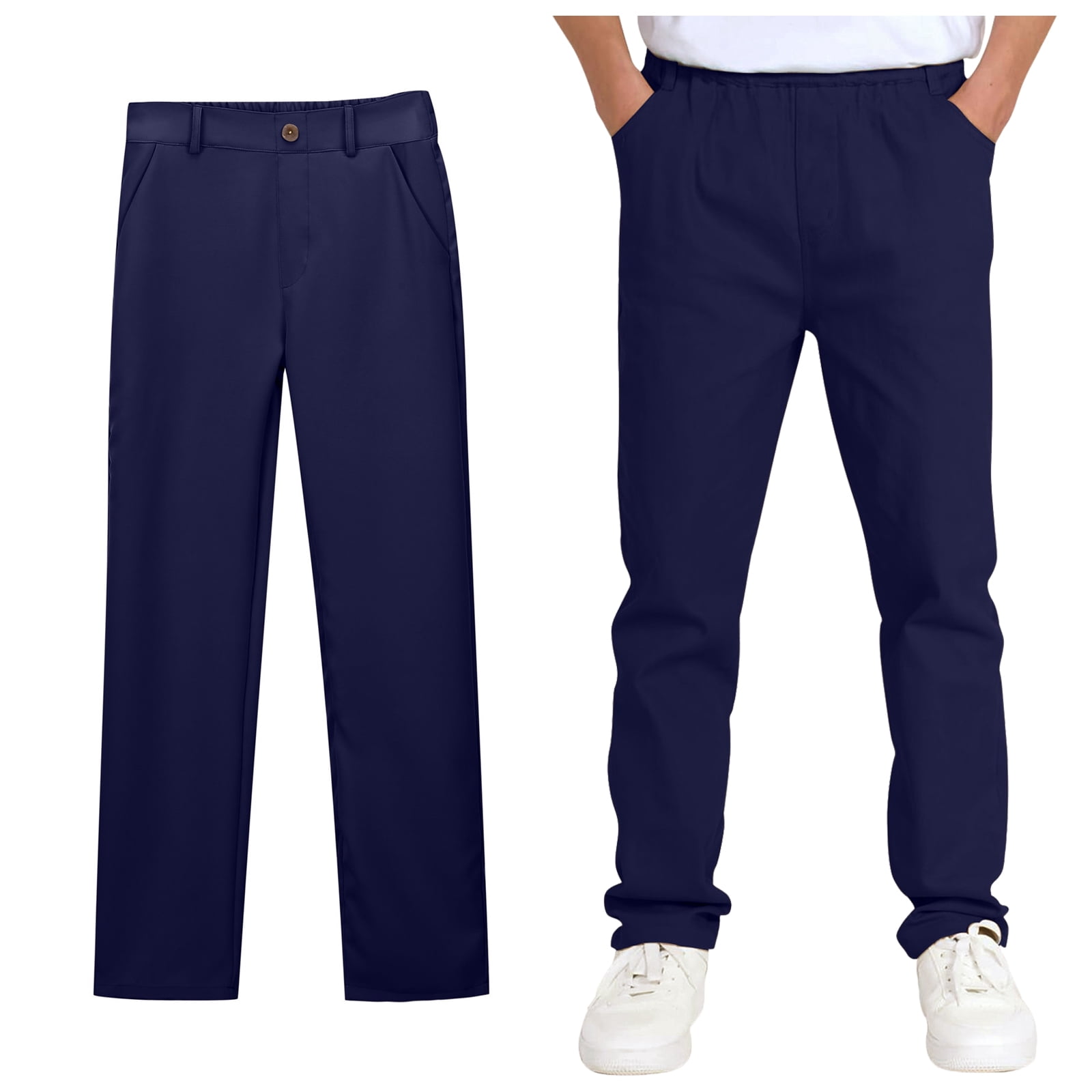 School Uniforms for Boys Pull On Chino Pants with Pockets Straight ...