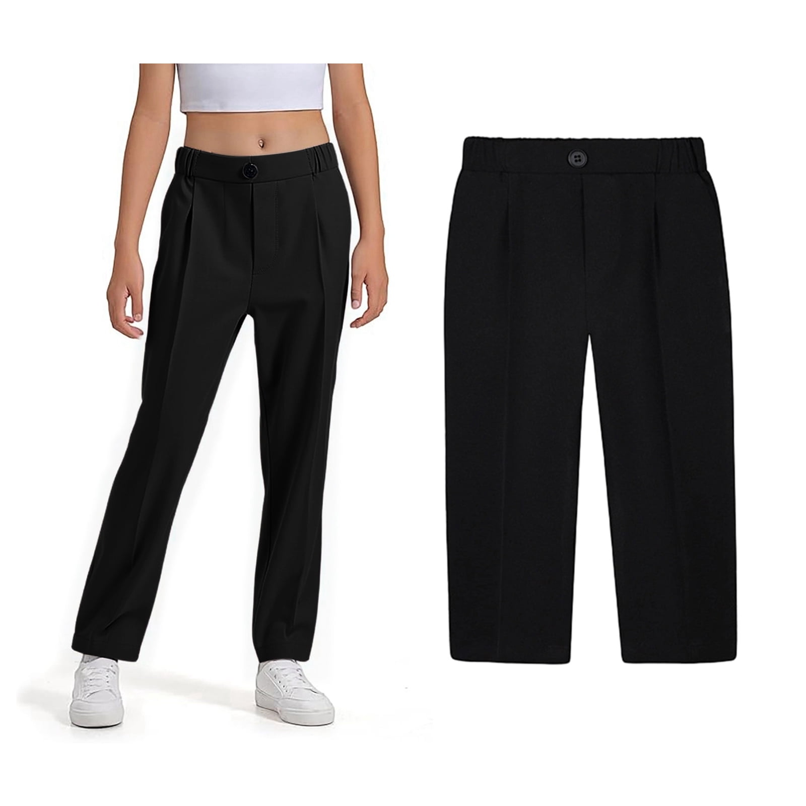 School Uniforms for Girls Dress Pants Adjustable Waist Skinny Pants ...