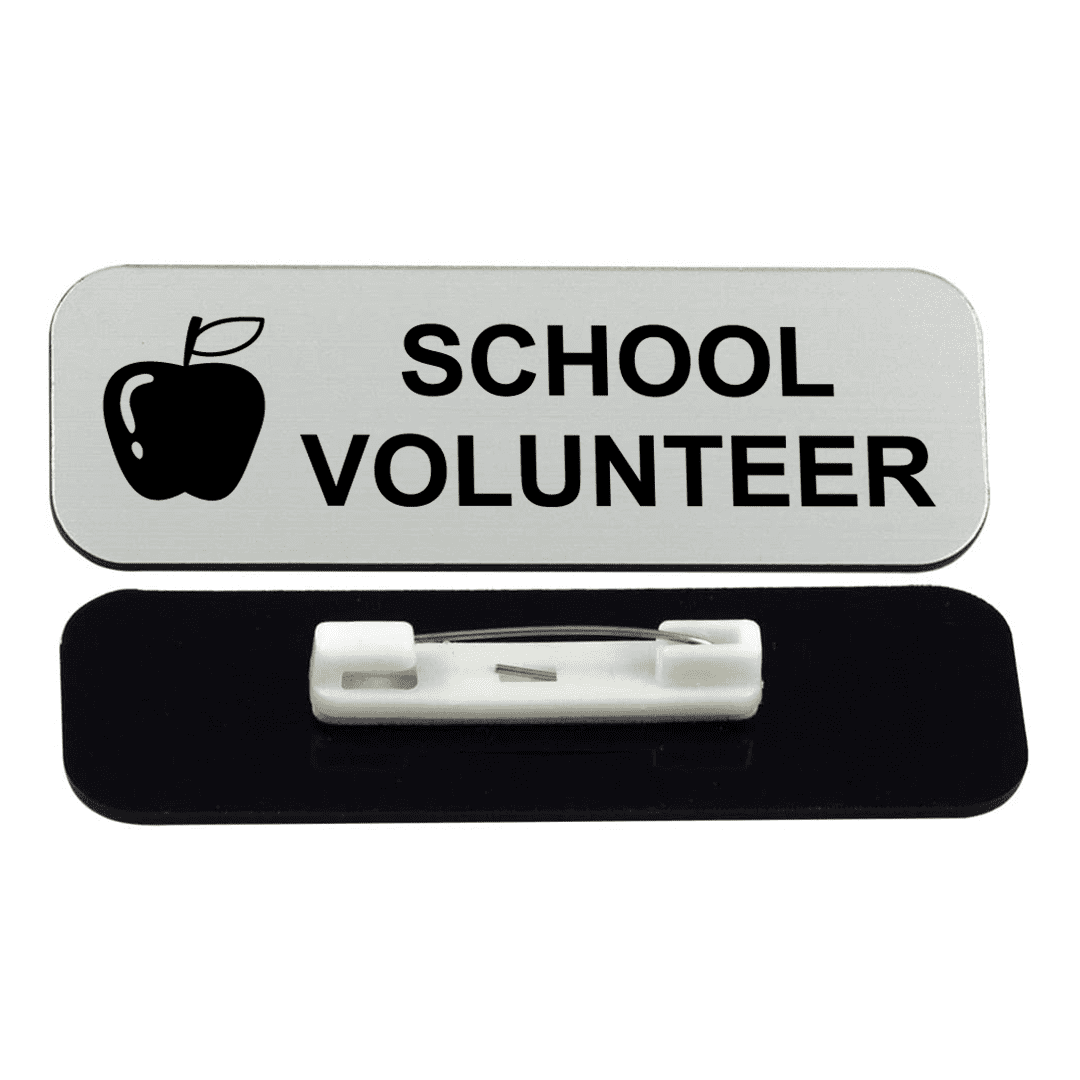 School Volunteer 1 x 3" Name Tag/Badge, Silver, (3 Pack) - Walmart.com