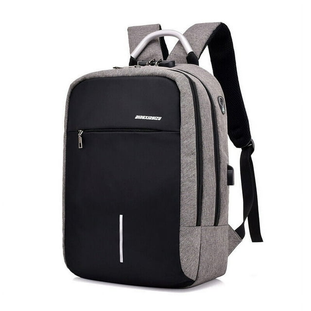 School/Work Backpack with Padded Laptop Compartment, Black & Gray ...