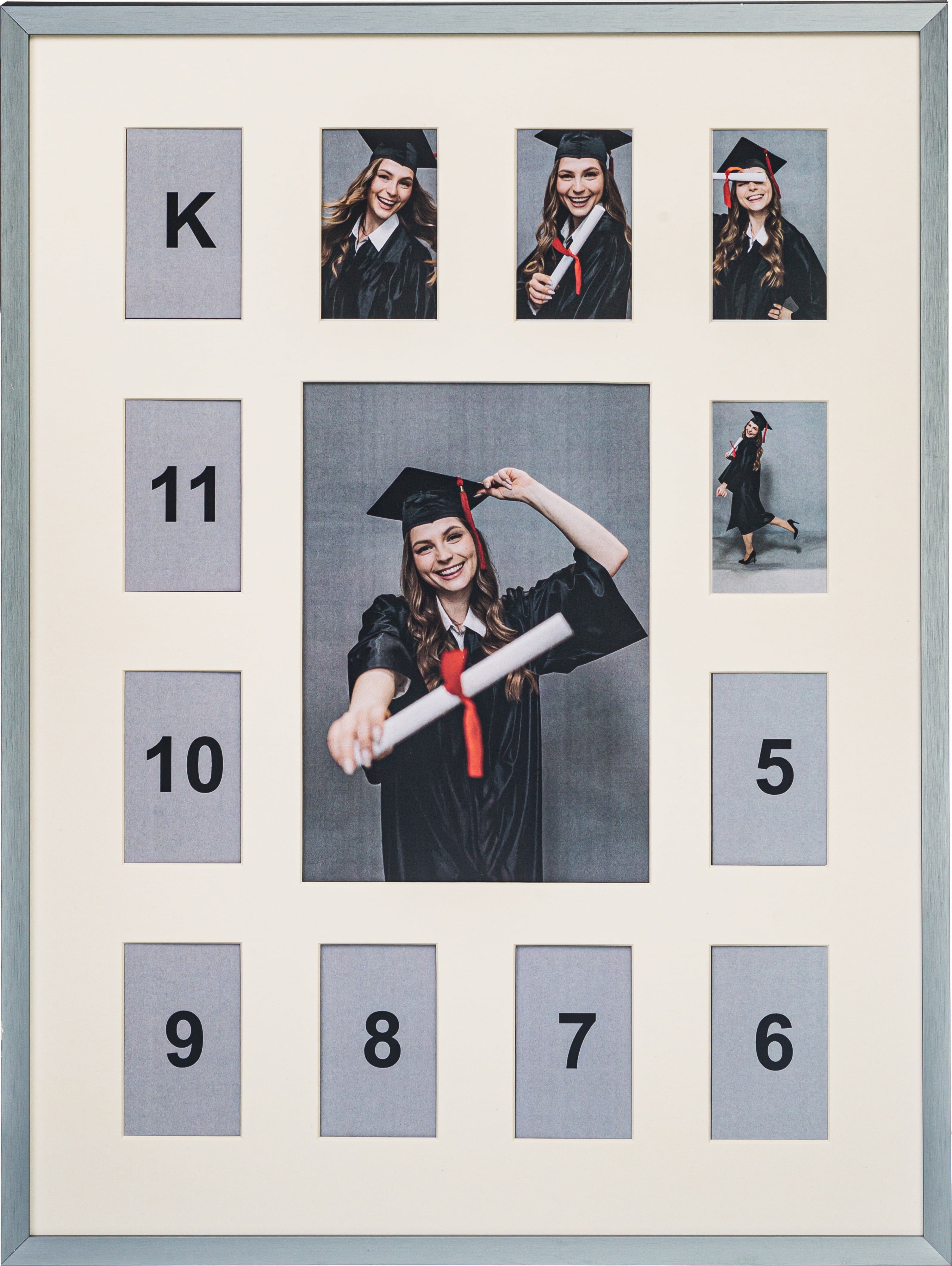 Orbis K-12 Silver Aluminum Collage Frame - Displays 12 Wallet Sized ...