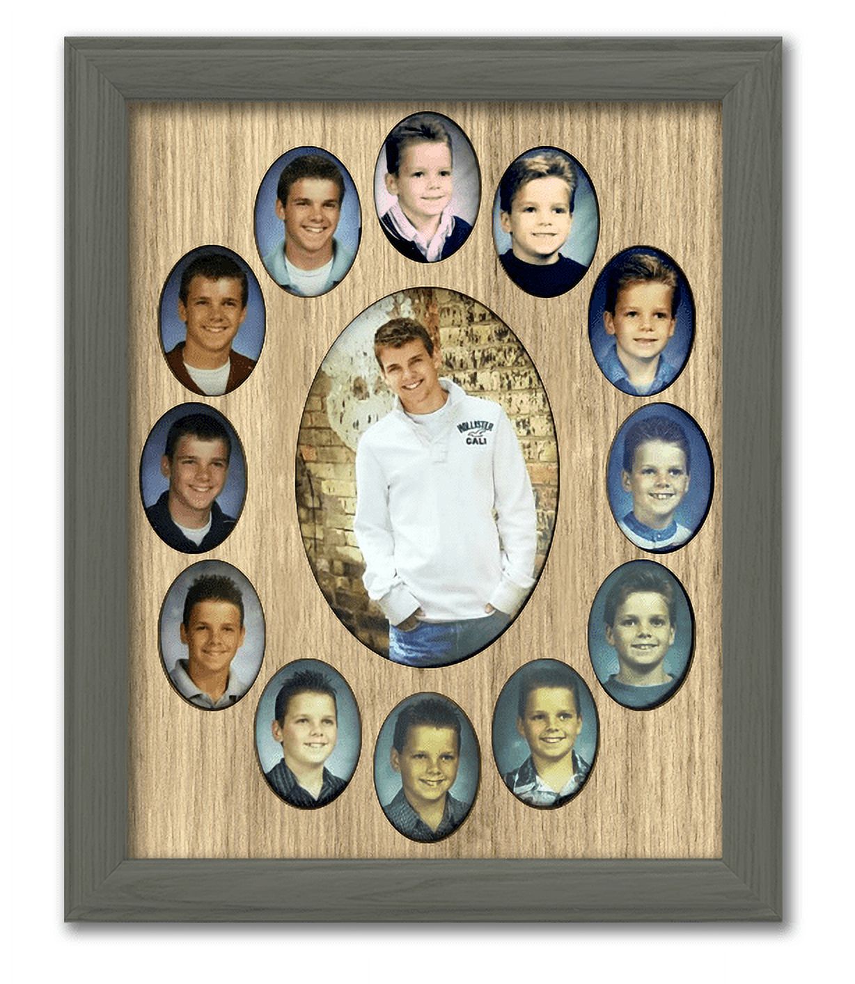 School Years Picture Frame - Oval Collage - Holds 2x3 Wallet Photos - K ...