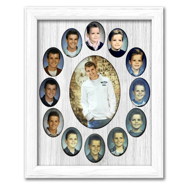 School Years Picture Frame - Oval Collage - Holds 2x3 Wallet Photos - K ...