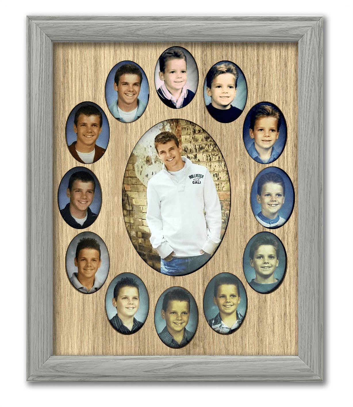 School Years Picture Frame - Oval Collage - Holds 2x3 Wallet Photos - K ...