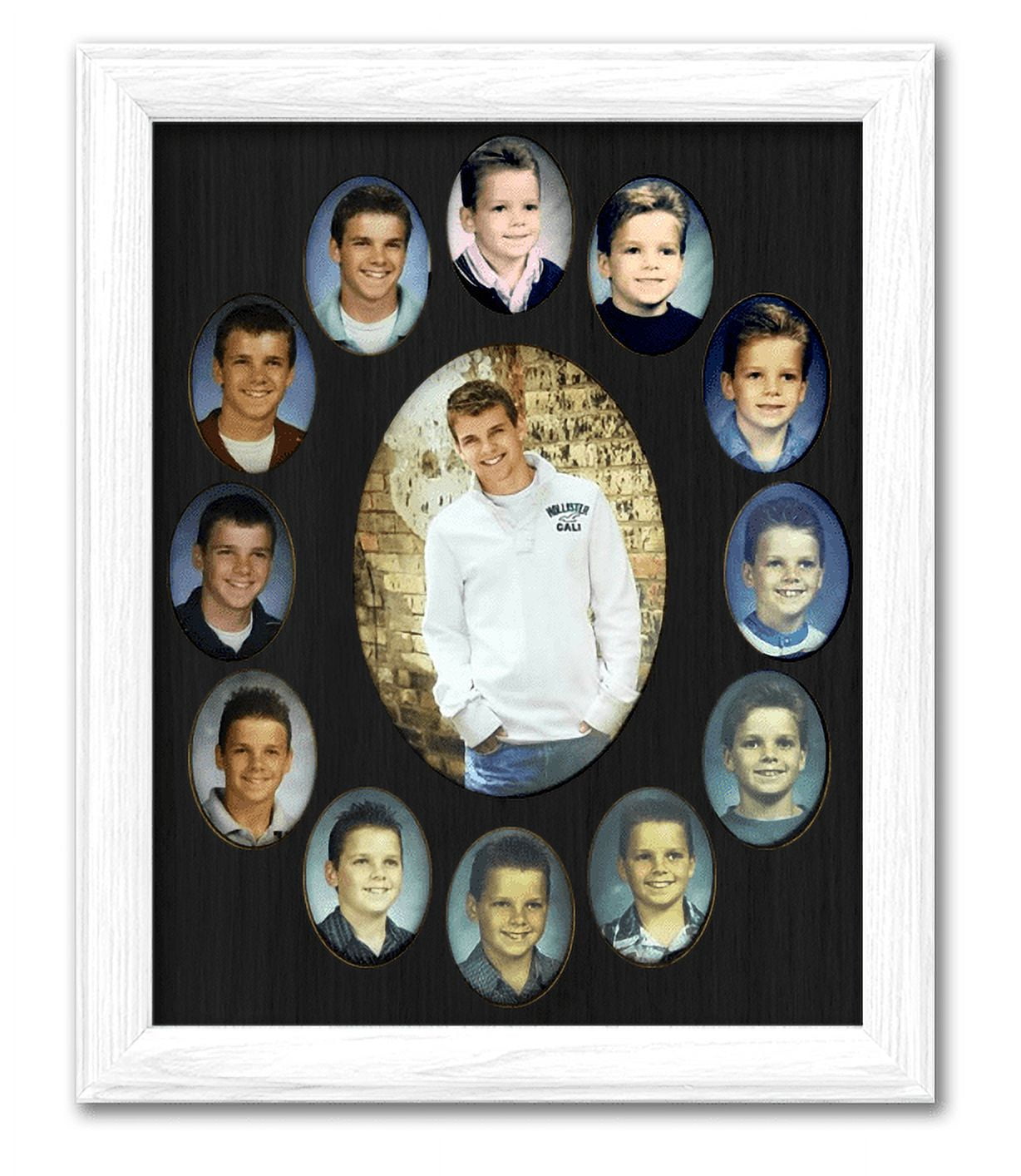 School Years Picture Frame - Oval Collage - Holds 2x3 Wallet Photos - K ...