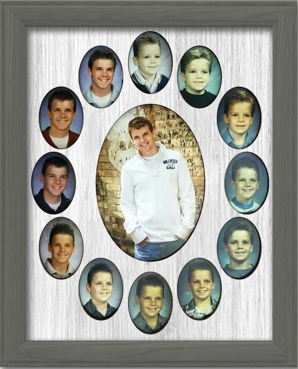 School Years Picture Frame - Oval Collage - Holds 2x3 Wallet Photos - K ...