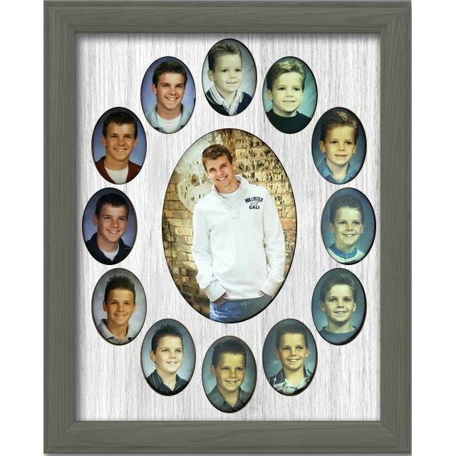 School Years Picture Frame - Oval Collage - Holds 2x3 Wallet Photos - K ...