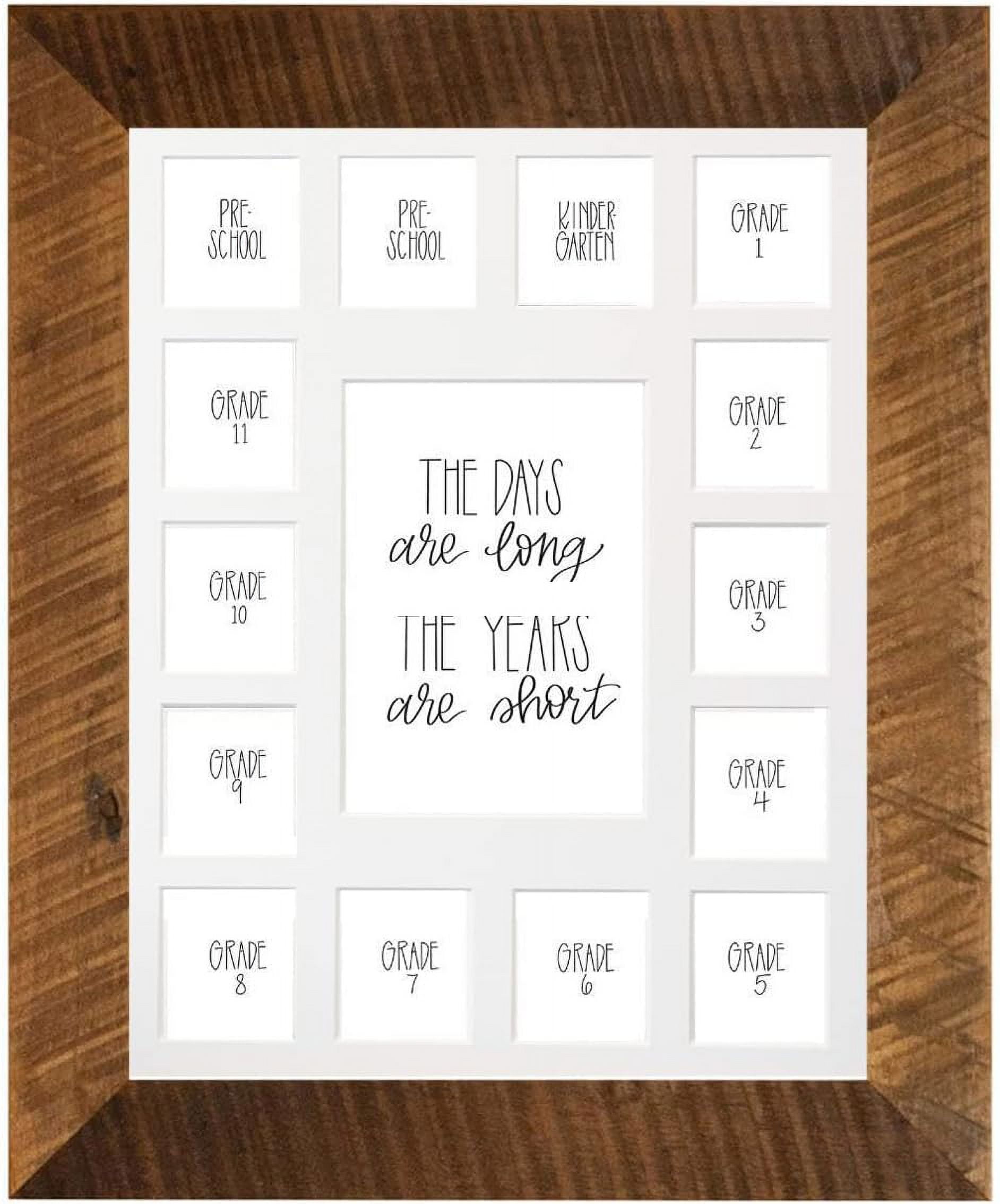 School Years Reclaimed Wood Picture Frame with Mat - 11x14 Wooden ...