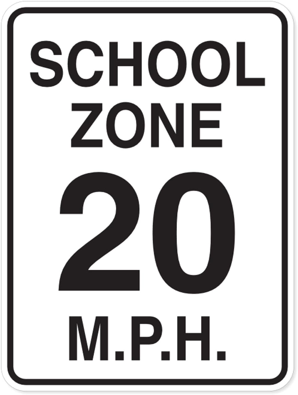 School Zone - 20 MPH School Signs Notice Danger Warning Cautionfor ...