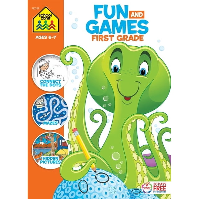 School Zone Fun and Games First Grade Activity Workbook - Walmart ...