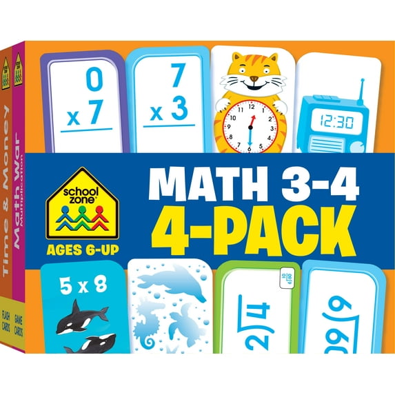 School Zone Math 3-4 Flash Cards 4-Pack - Walmart.com