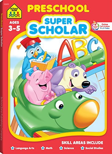 Pre-Owned School Zone - Preschool Super Scholar Workbook - 128 Pages ...