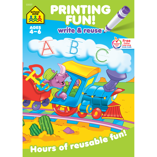 School Zone Printing Fun! Write & Reuse Workbook - Walmart.com