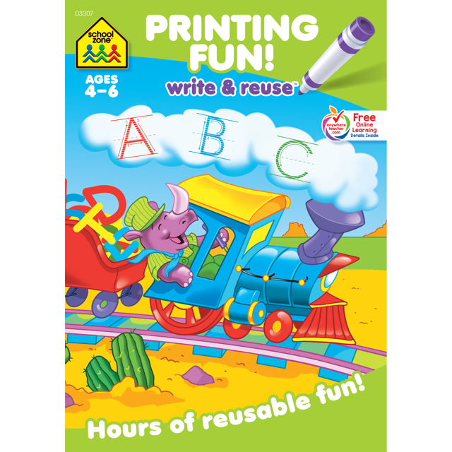 School Zone Printing Fun! Write & Reuse Workbook - Walmart.com