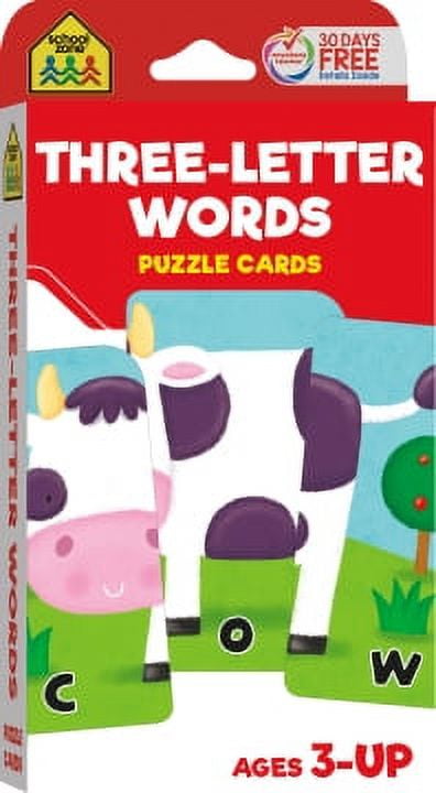 School Zone Three-Letter Words Puzzle Cards Cow Ages 3 and Up Flash ...