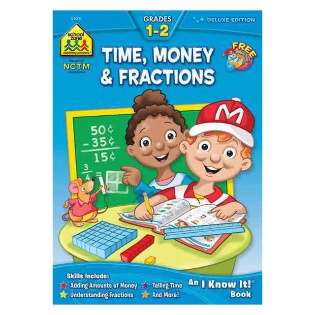 School Zone Time, Money & Fractions Grades 1-2 Workbook - Walmart.com