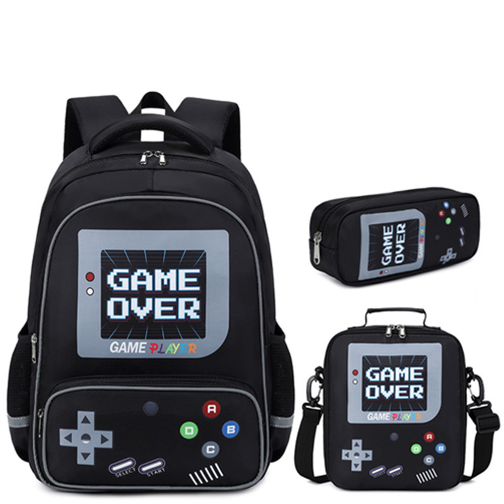 School bag game console three pieces set double zipper lightweight load ...