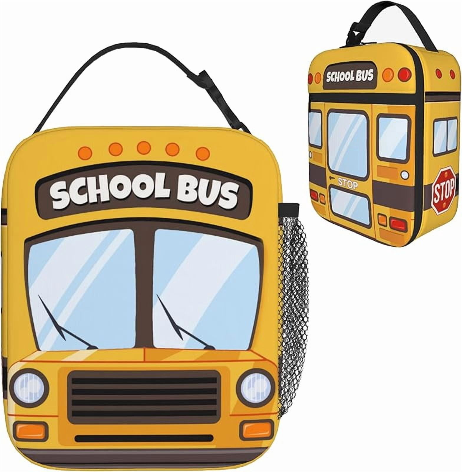 School bus Lunch Box for Women Men, Reusable Insulated Lunch Tote Bag ...