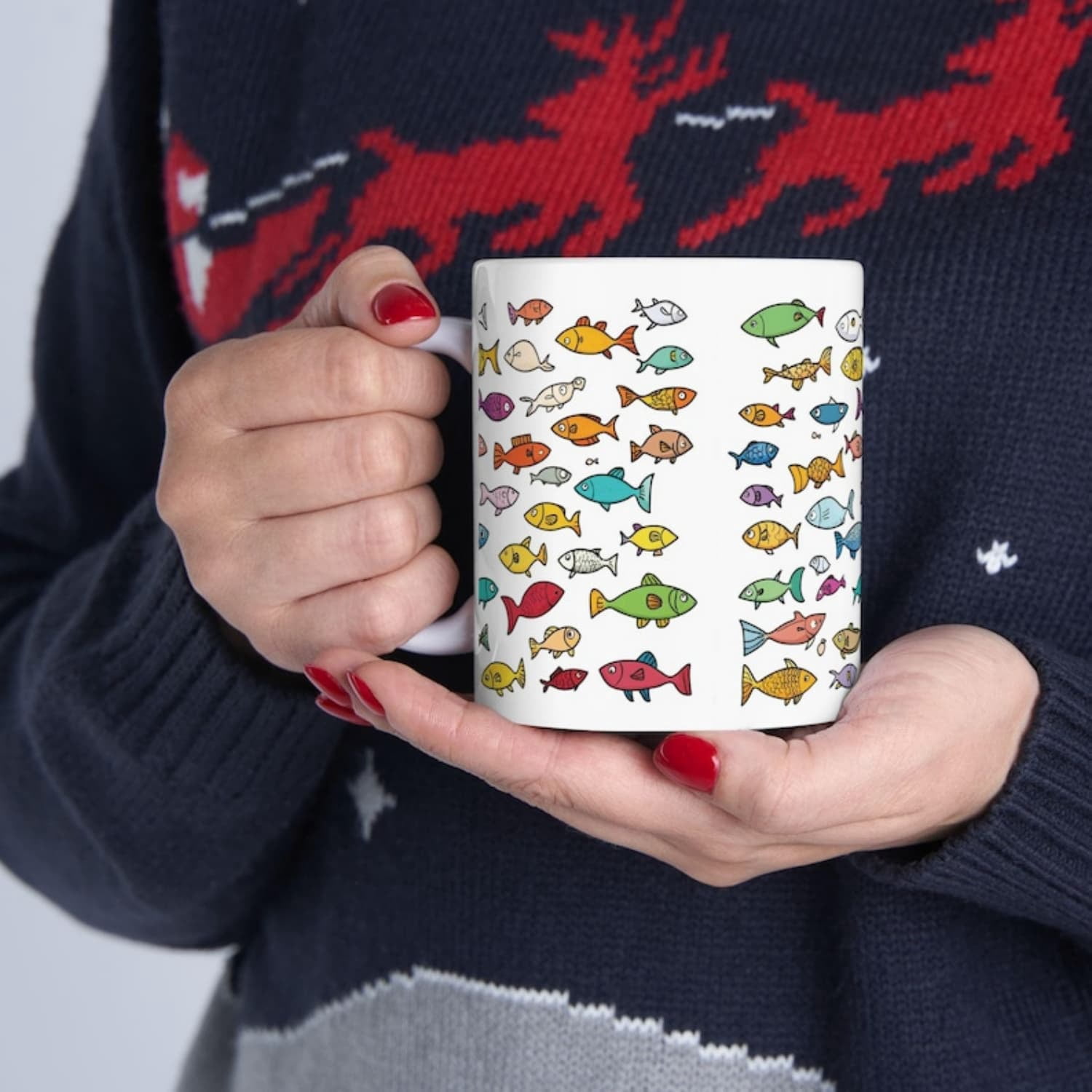School of Fish Ceramic Mug Nautil Ocean Coffee Cup. - Walmart.com