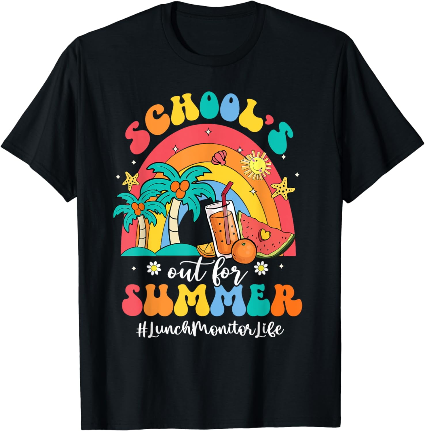School's Out For Summer Lunch Monitor Life Rainbow T-Shirt - Walmart.com