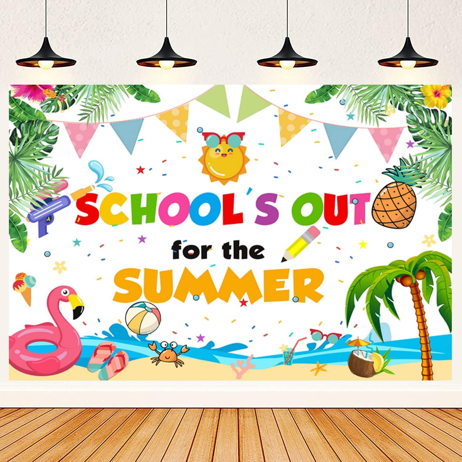 School's Out for The Summer Backdrop Pool Party Banner End of School ...
