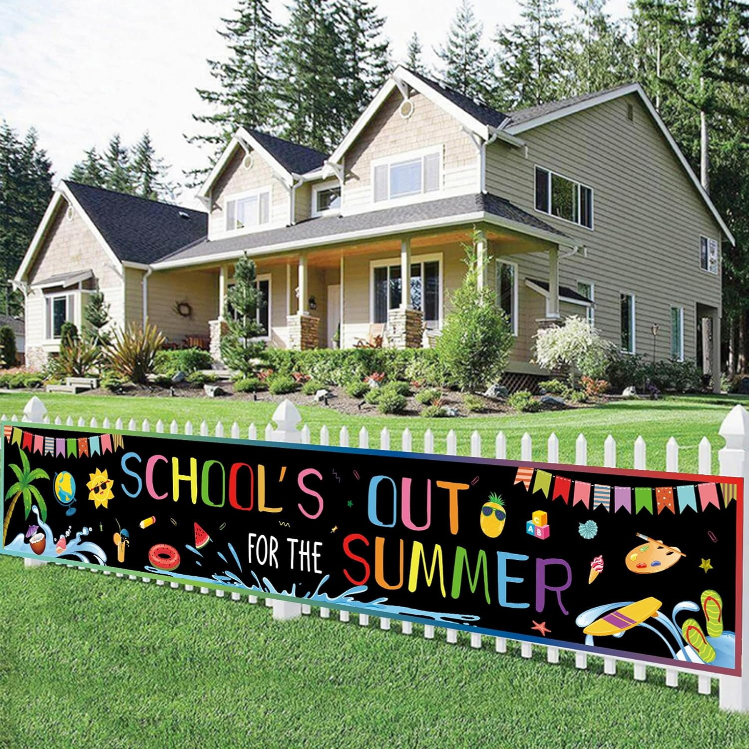 School's Out for The Summer Supplies Decorations Banner - End of School ...