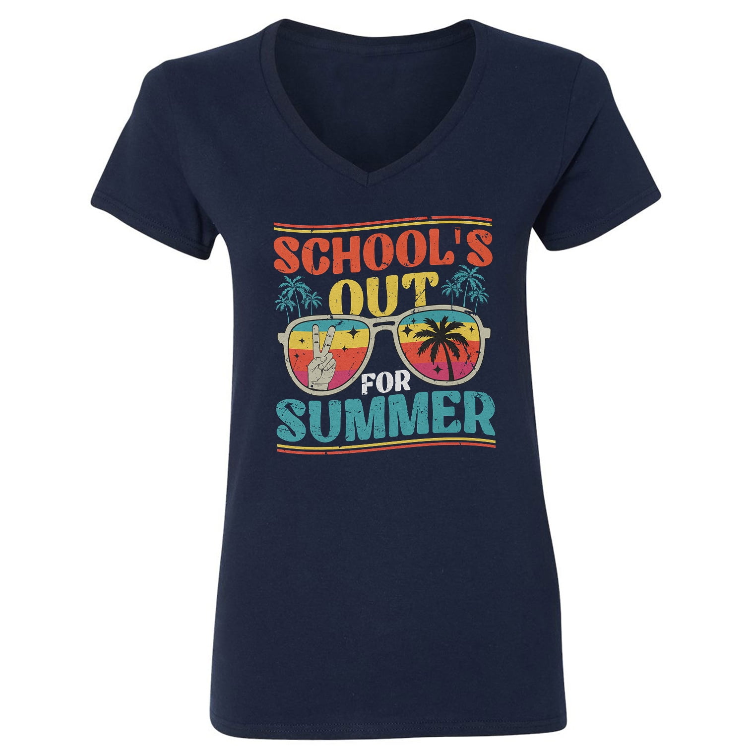 School’s Out for Summer - Fun Last Day of School Ladies' V-Neck Tshirt ...
