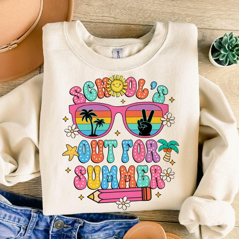 School’s Out for Summer Sweatshirt, Funny Last Day of School Crewneck ...