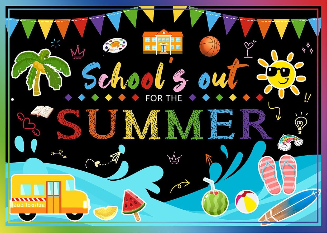 School's Out for The Summer Backdrop End of School Year Backdrop Grad ...