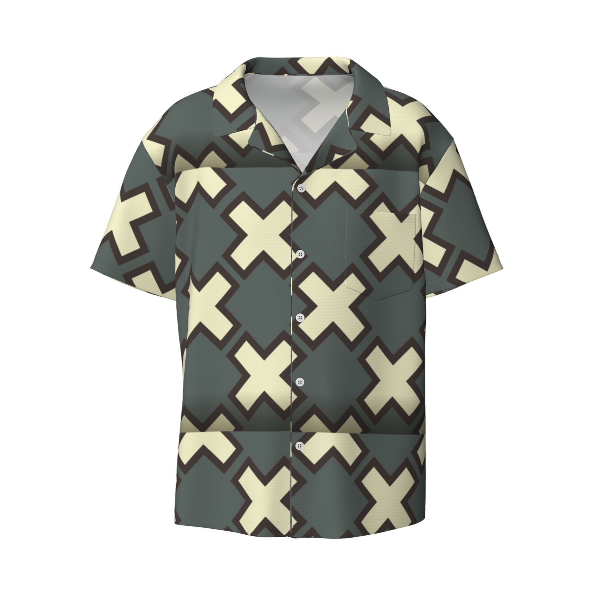 School theme pattern Shirts Button Down Casual Hawaiian Short Sleeve ...