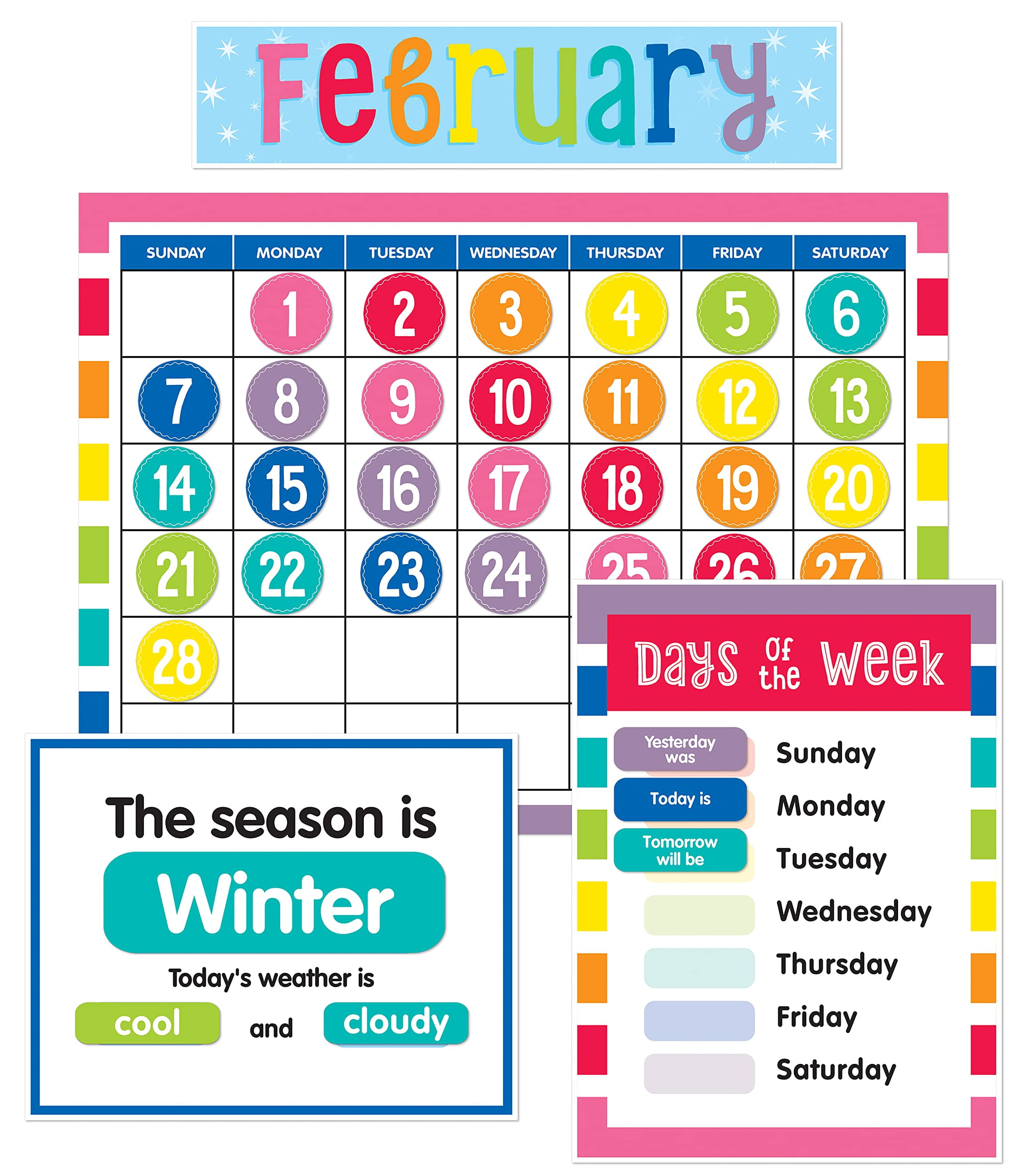 Schoolgirl Style Hello Sunshine Calendar Bulletin Board Set, Colorful ...