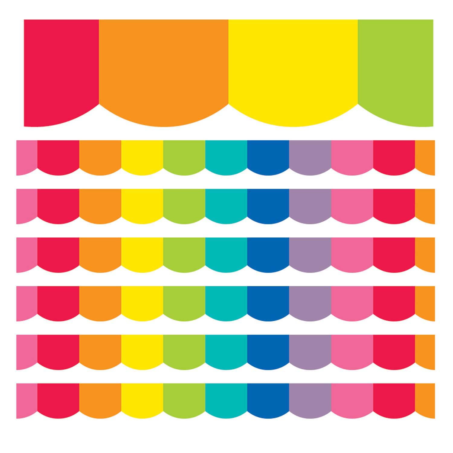Schoolgirl Style Hello Sunshine Rainbow Scalloped Border, 78 Pieces ...