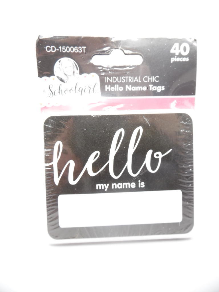Schoolgirl Style Industrial Chic - Hello Name Tags - 40 Pieces - 3" x 2 ...