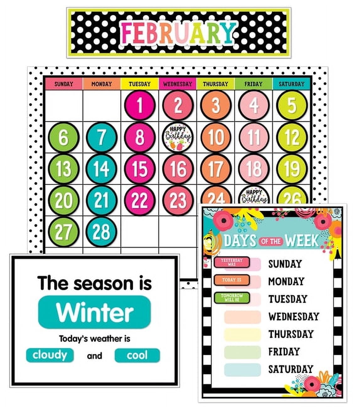 Schoolgirl Style Simply Stylish Tropical 92-Piece Calendar Bulletin ...