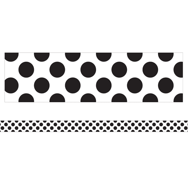 Schoolgirl Style Straight Bulletin Board Borders, Polka Dots, White, 3 ...