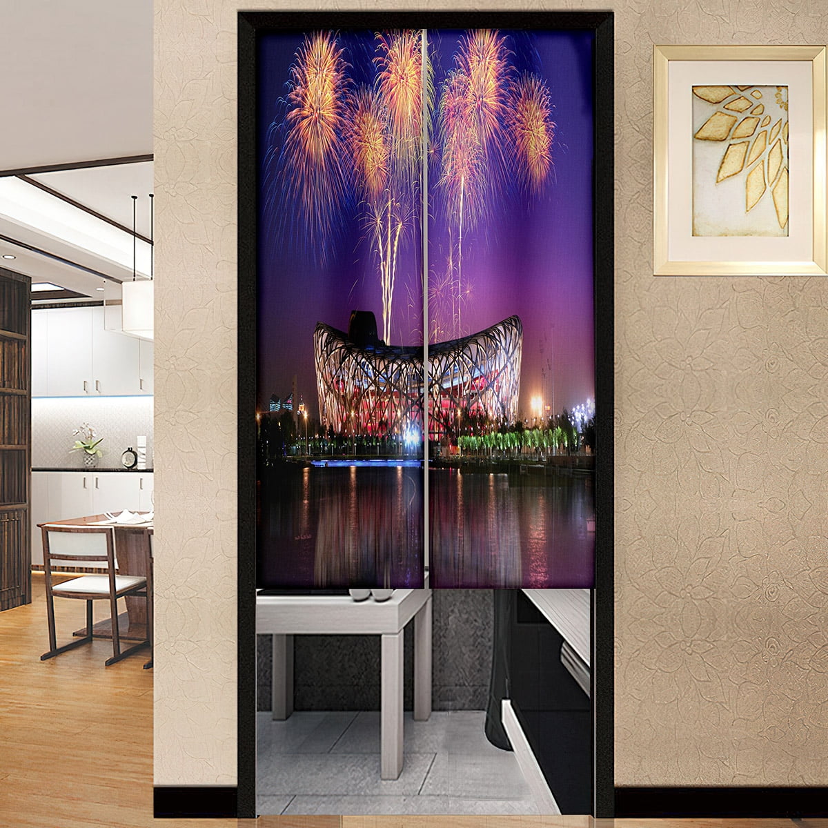 Schoolgirl Watching s Japanese Door Curtain Household Kitchen Partition ...