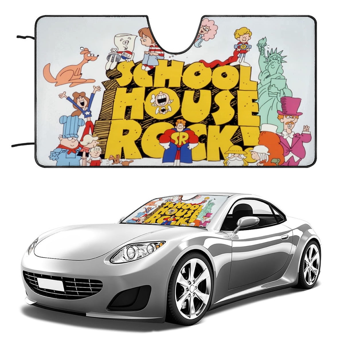 Schoolhouse Rock-theme Windshield Sun Shade Front Protector Folding Car ...