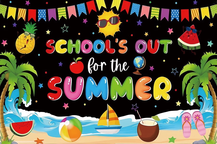 Schools Out For The Summer Backdrop End Of School Year Kindergarten ...