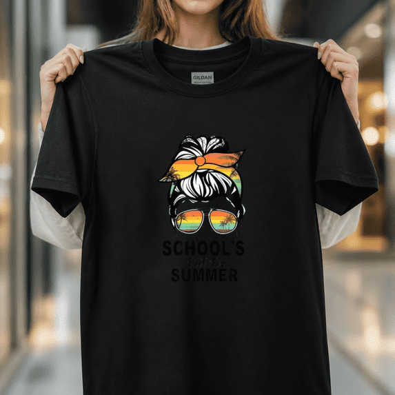 Schools Out for Summer Last Day of School Teacher Messy Bun Unisex T ...