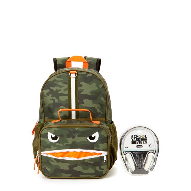 Schoolyard Vibes Camo Boys 16" 3 Piece Headphone with Lunch Kids ...