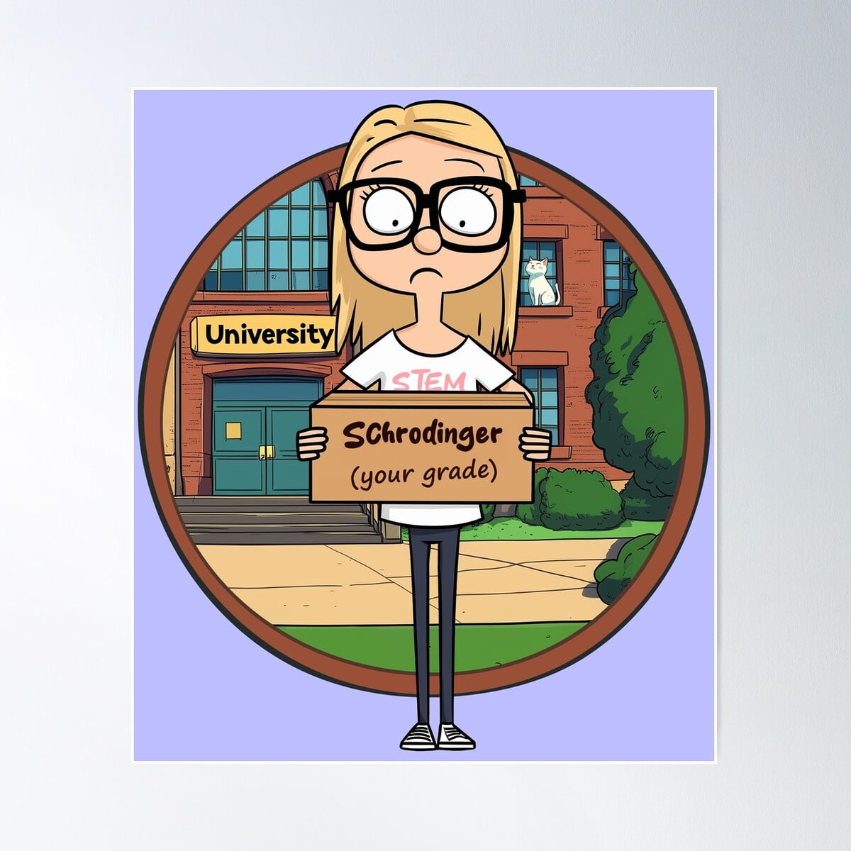 Schrödinger'S Grade - Funny Stem Girl Student Poster Wall Art, Modern Wall Decor, 24x36 UNFRAMED ...