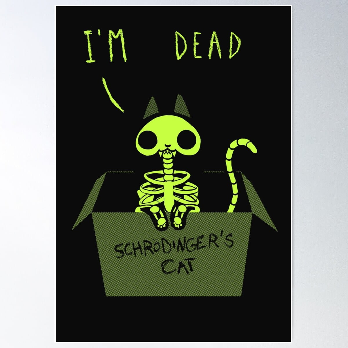 Schrodinger Night - Schrödinger'S Cat - Science Physics - Cute Kitty In A Box Poster Wall Art ...