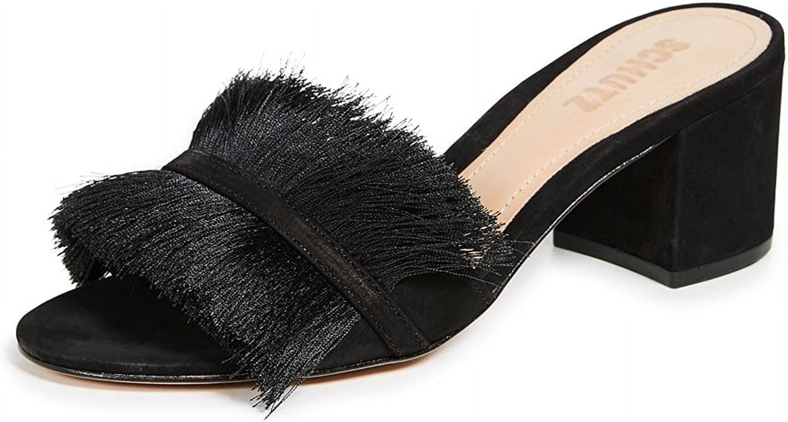 Schutz Adcelle Black Open Toe Block Heeled Slip On Mule Block Heel ...