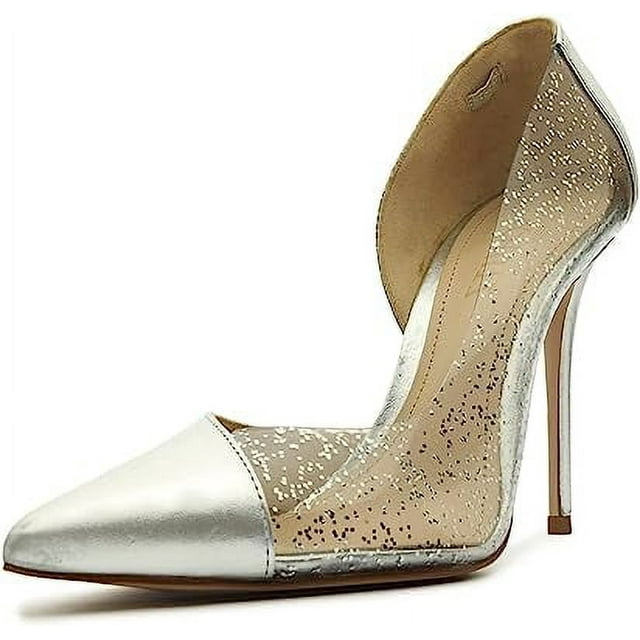 Schutz Cheslie Silver Metallic Slip On Pointed Toe Stiletto High Heel ...